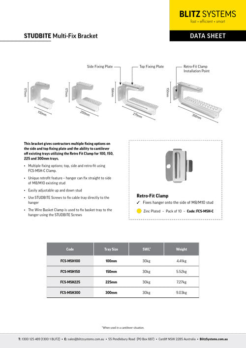 Product Data Sheets – Blitz Systems